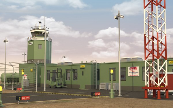 3d military airfield model