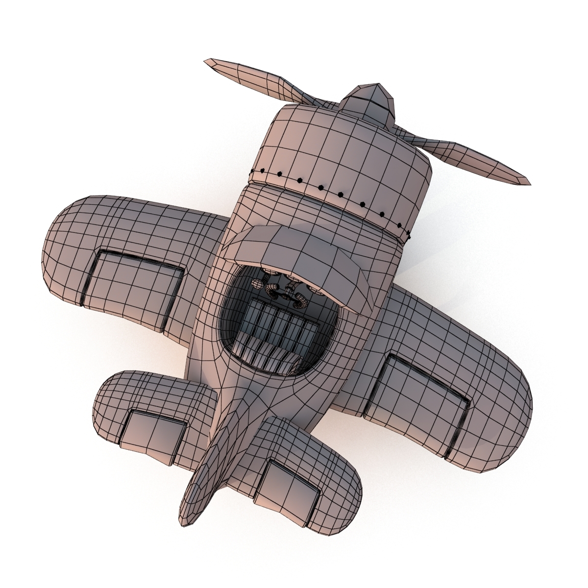 stylized cartoon plane 3d model