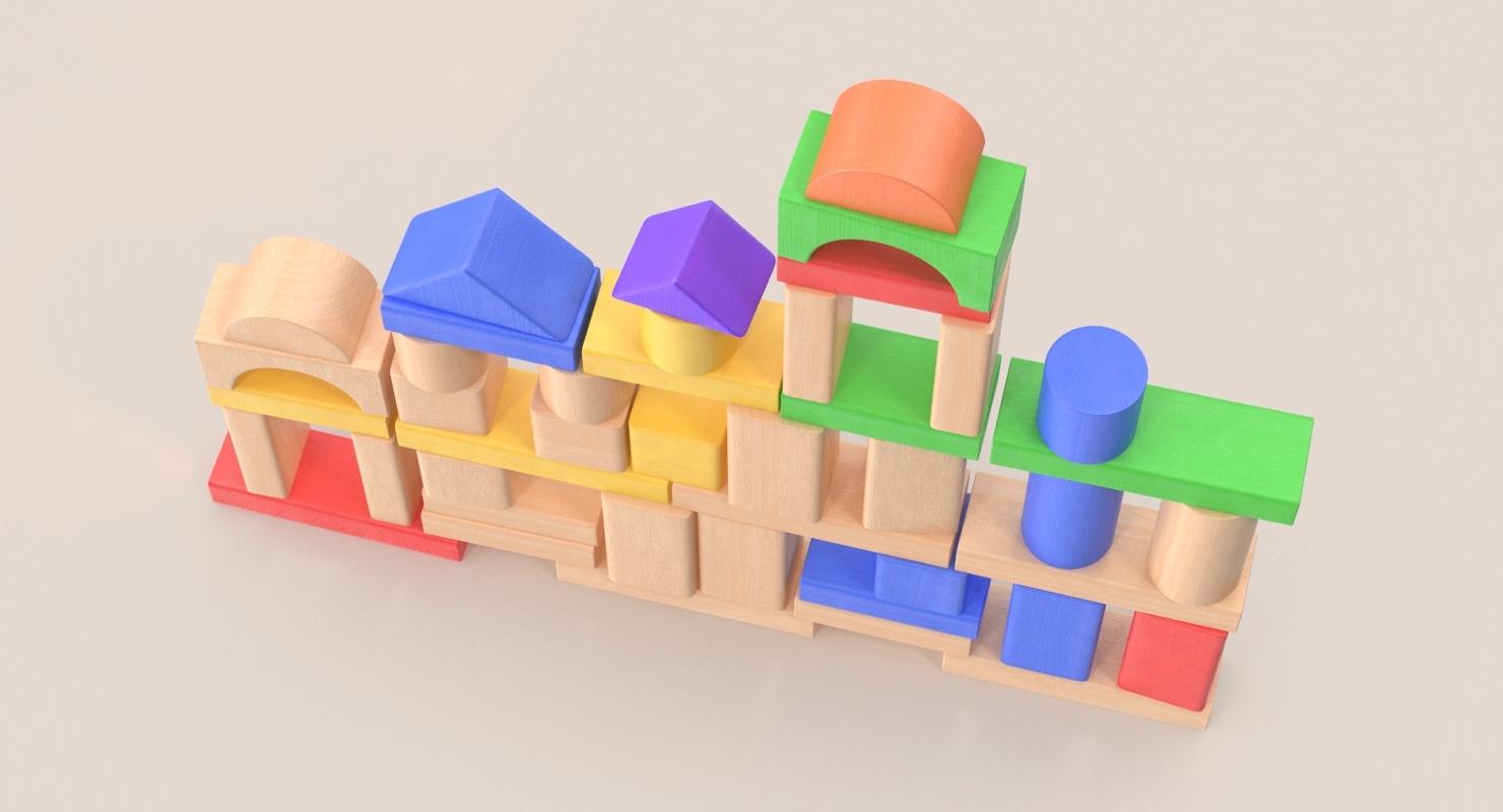 building blocks tall wall 3d max