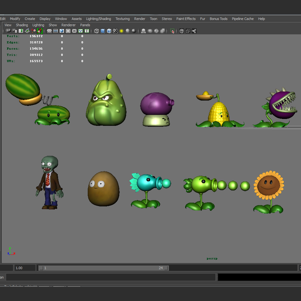 植物大战僵尸系列3D模型 - TurboSquid 1078366