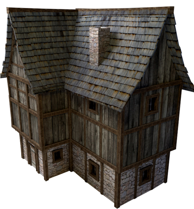 3d large medieval house model