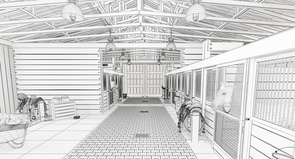 horse stable 3d max