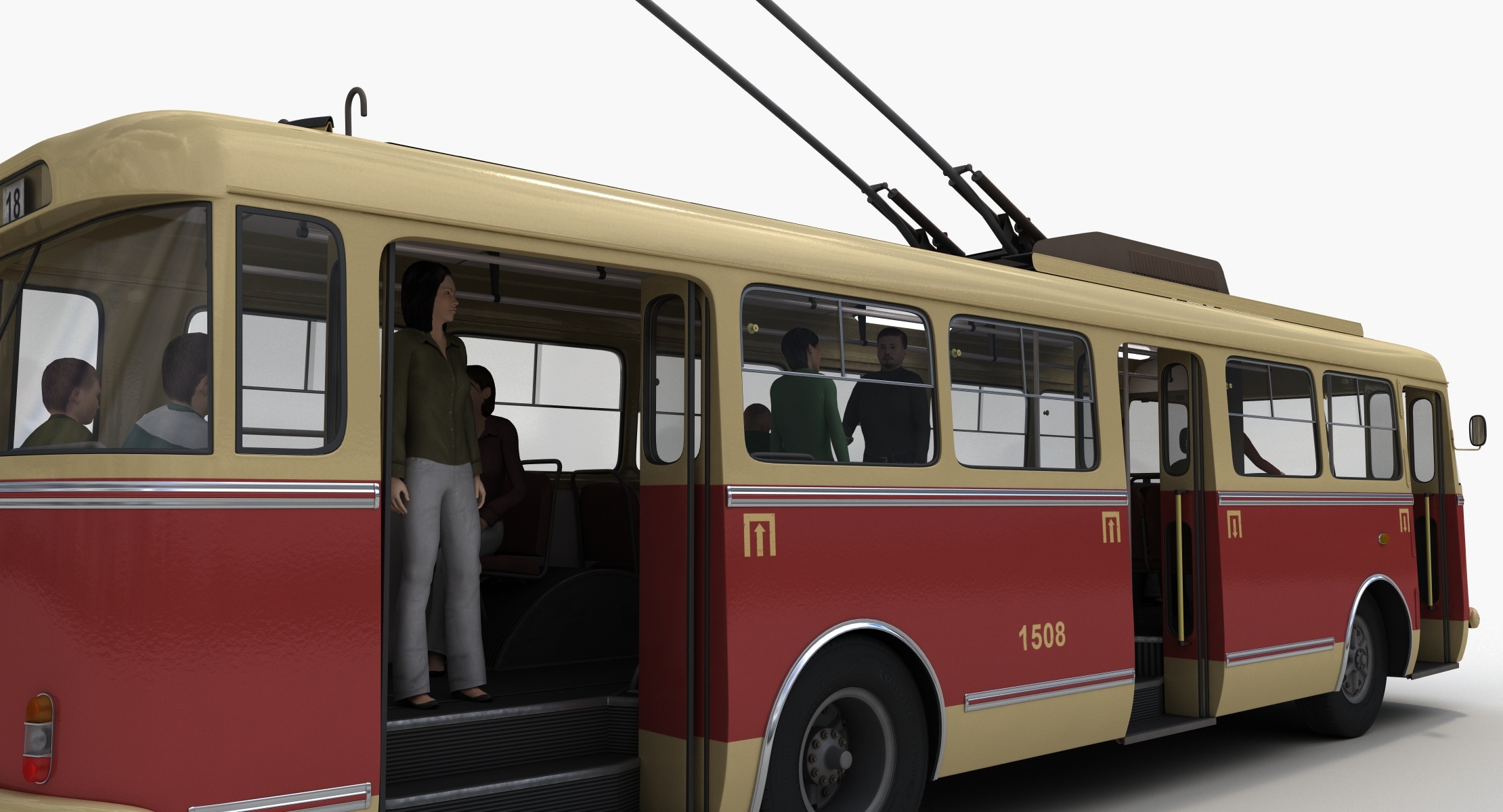 3d skoda 9tr trolleybus passengers