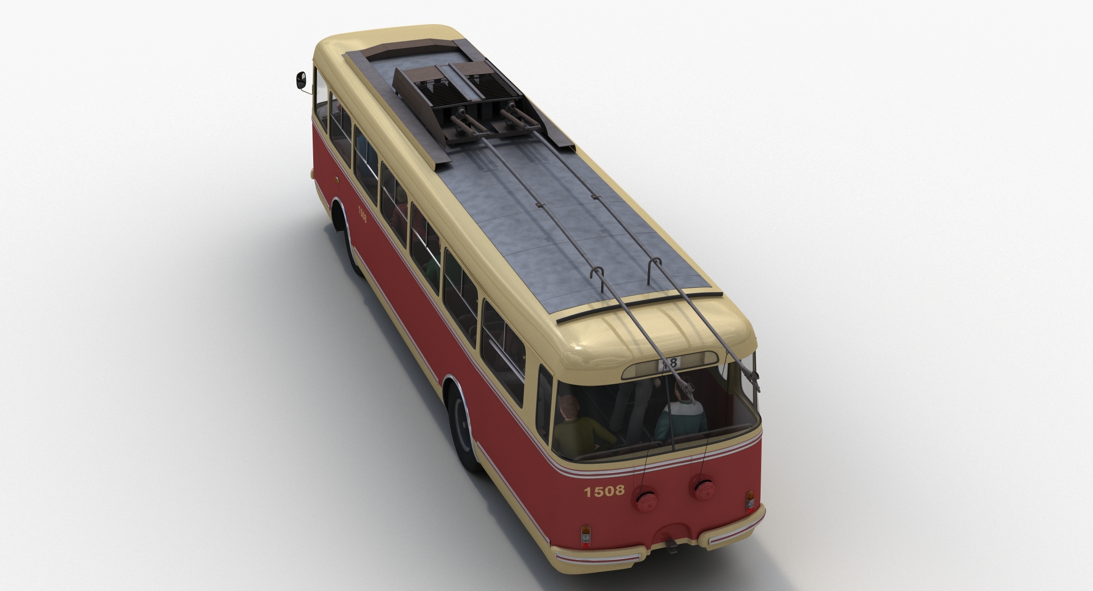 3d skoda 9tr trolleybus passengers