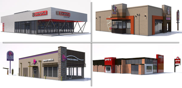 fast food restaurant 3d model