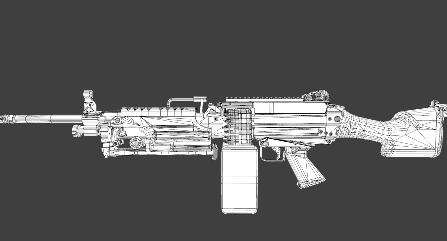 m249 machine gun 3d max