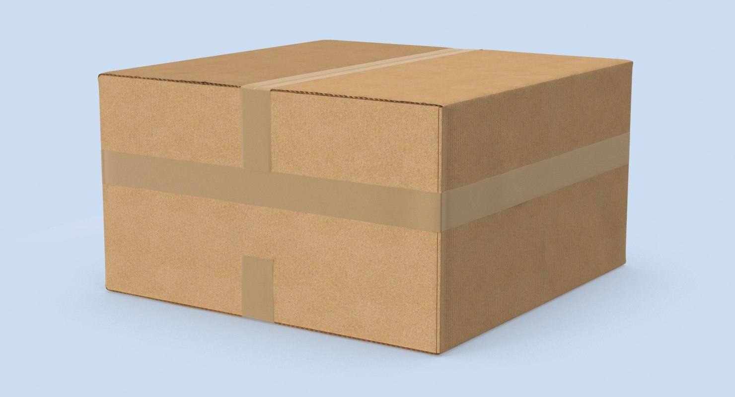 3d rectangular cardboard box tape model