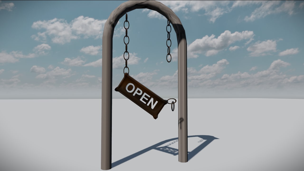 old broken open sign fbx