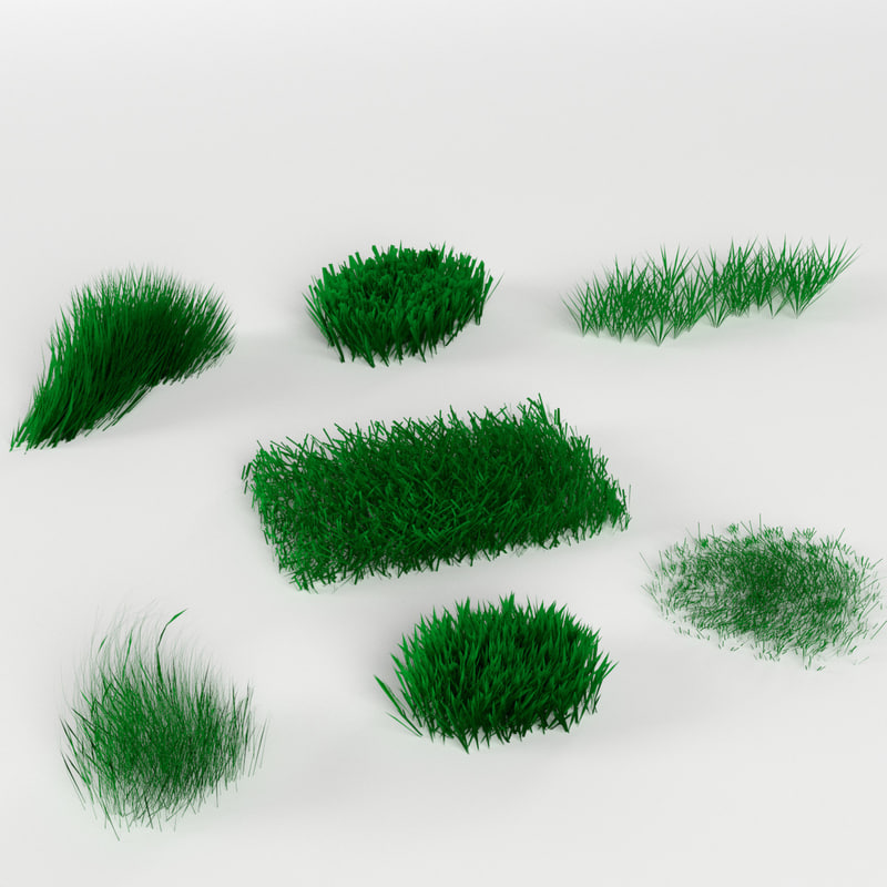 3d model pack 7 grass weed