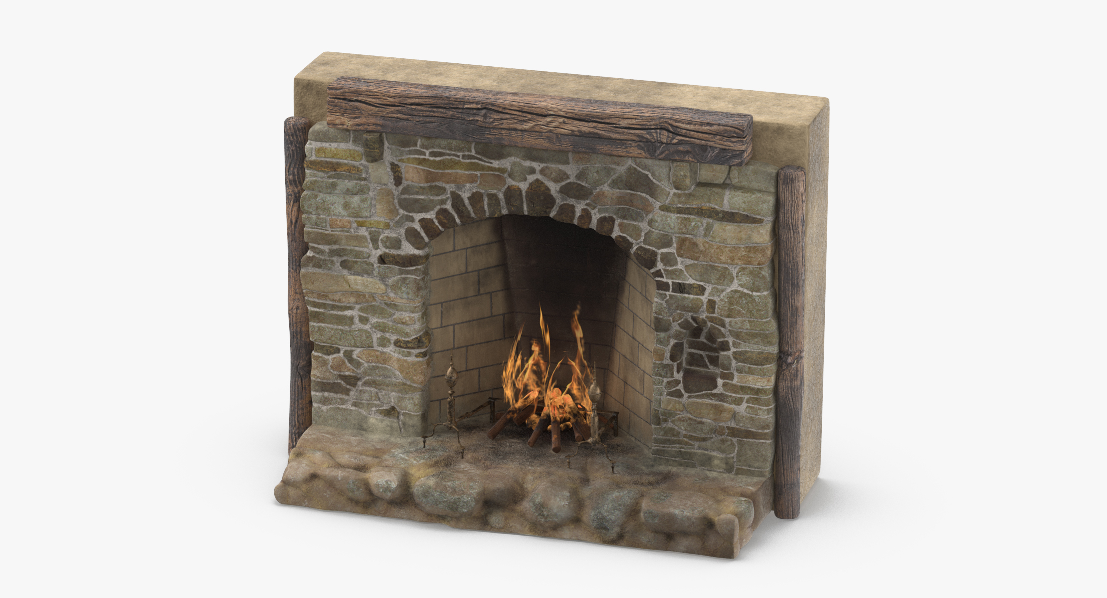 3d model medieval fireplace
