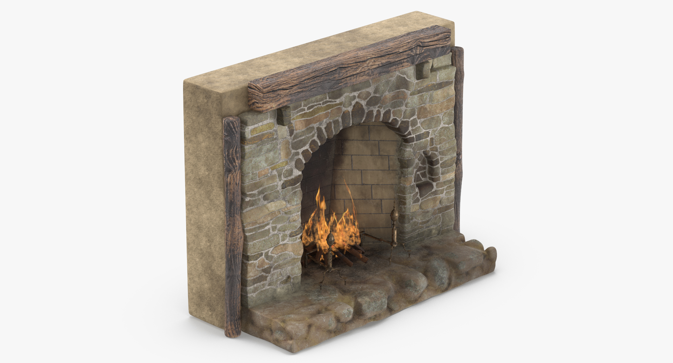 3d model medieval fireplace