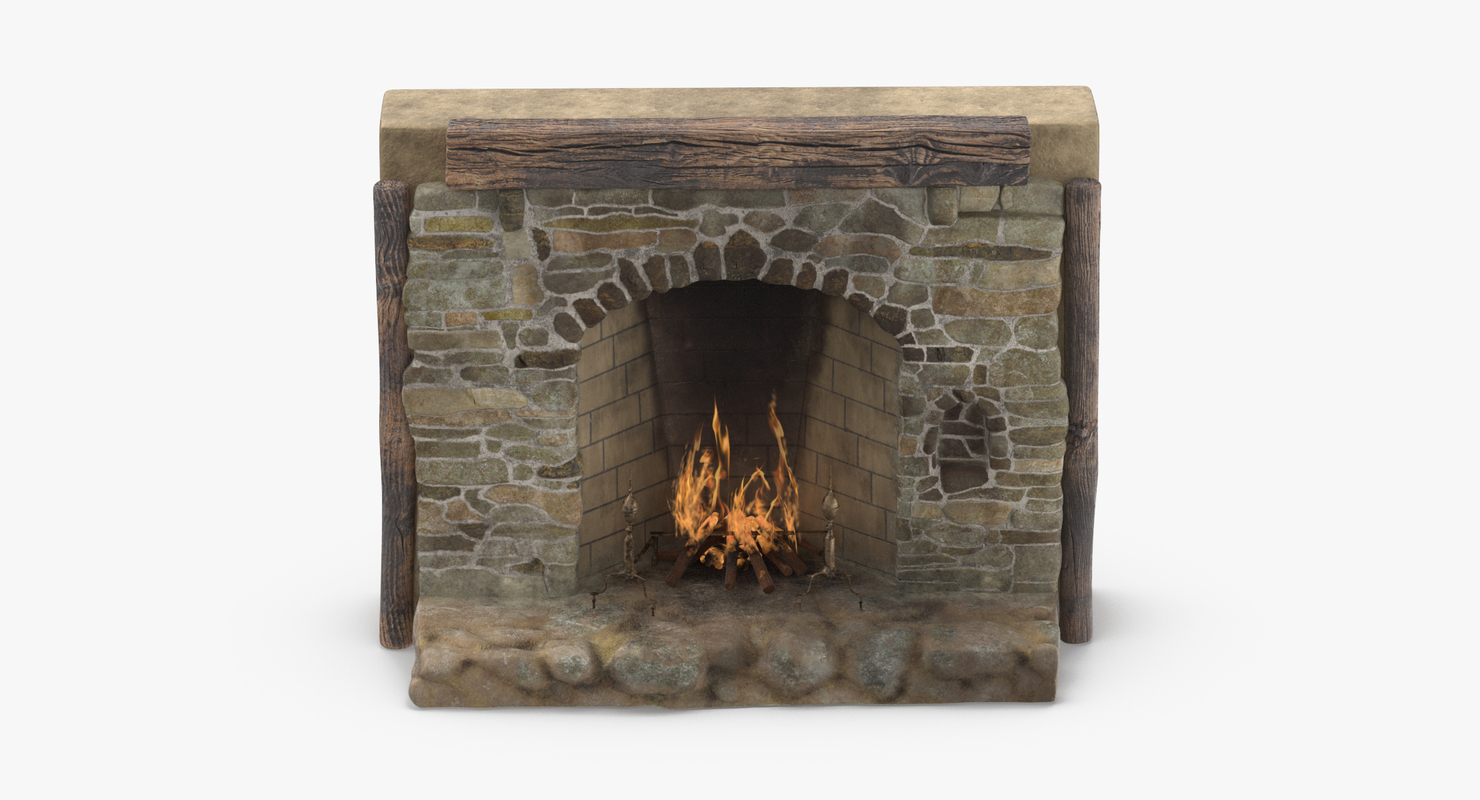 3d model medieval fireplace