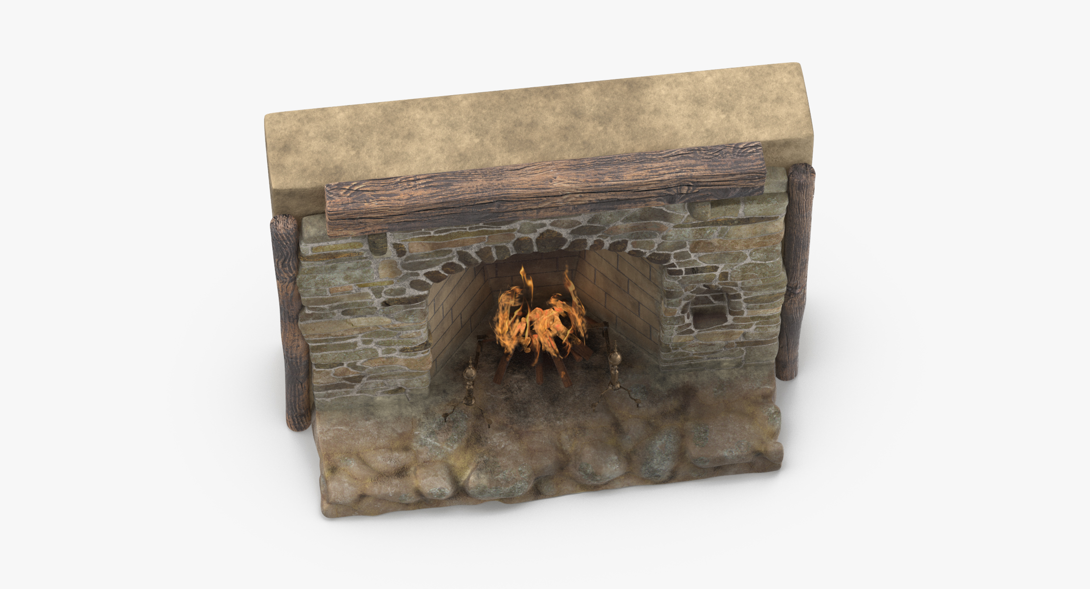 3d model medieval fireplace