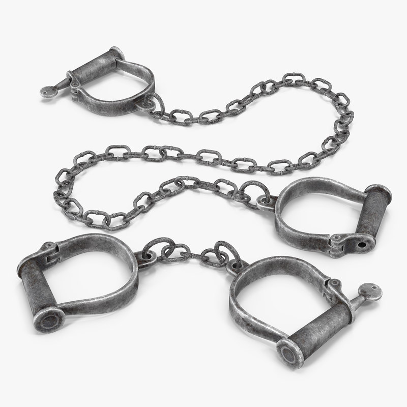 3d model old hand leg shackles
