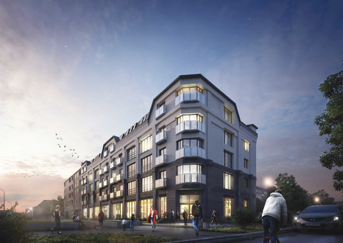 commercial building exterior scene obj