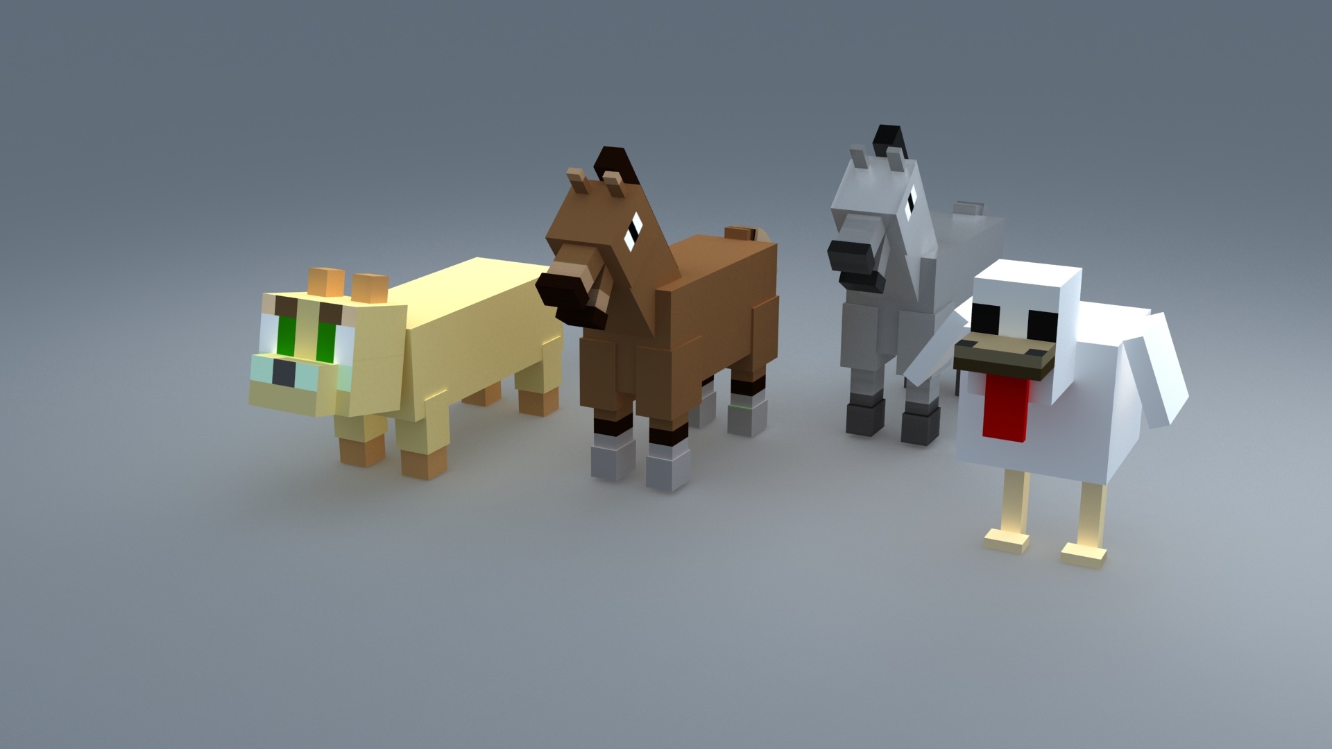 3d minecraft animal cartoon model