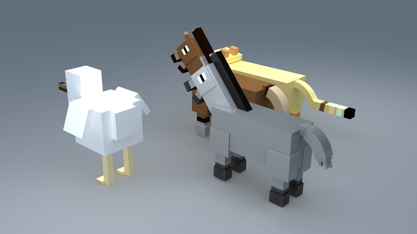 3d minecraft animal cartoon model