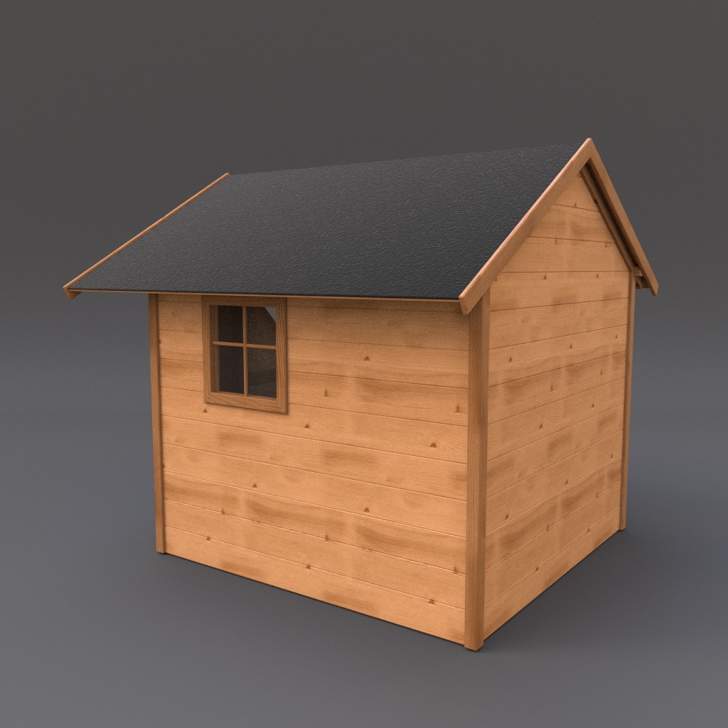 3d model wooden shed 02