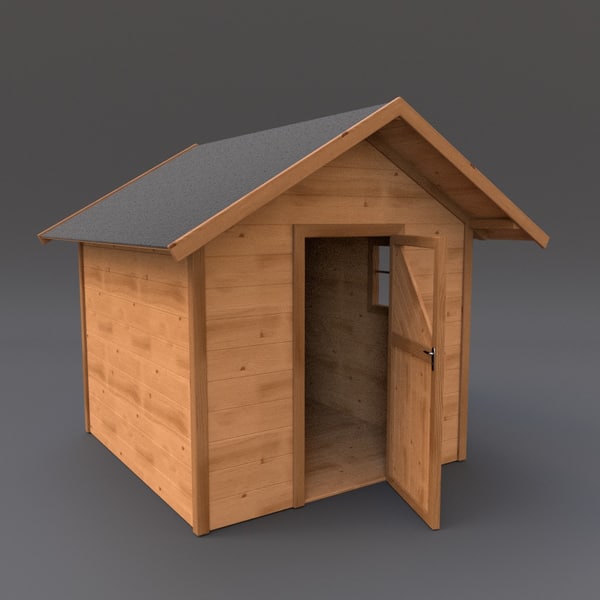 3d model wooden shed 02