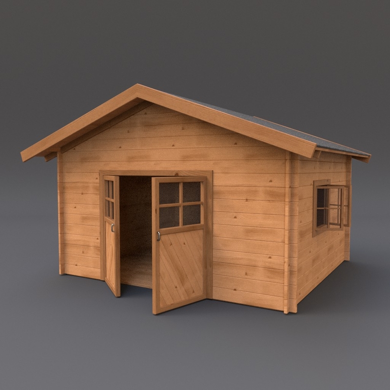 3d model wooden shed 02