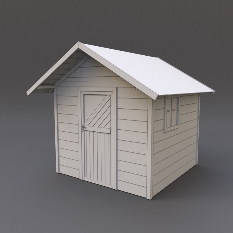 3d model wooden shed 02