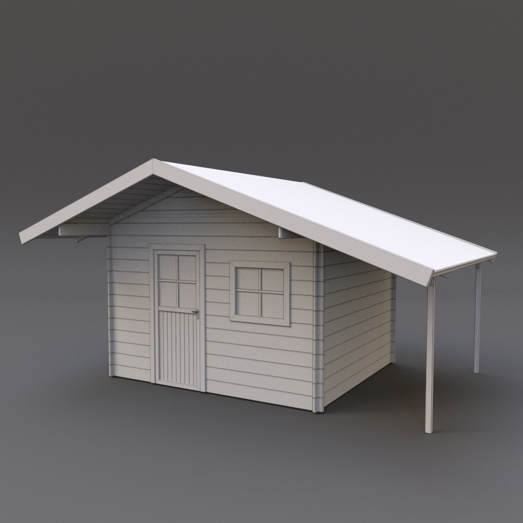 3d model wooden shed 02