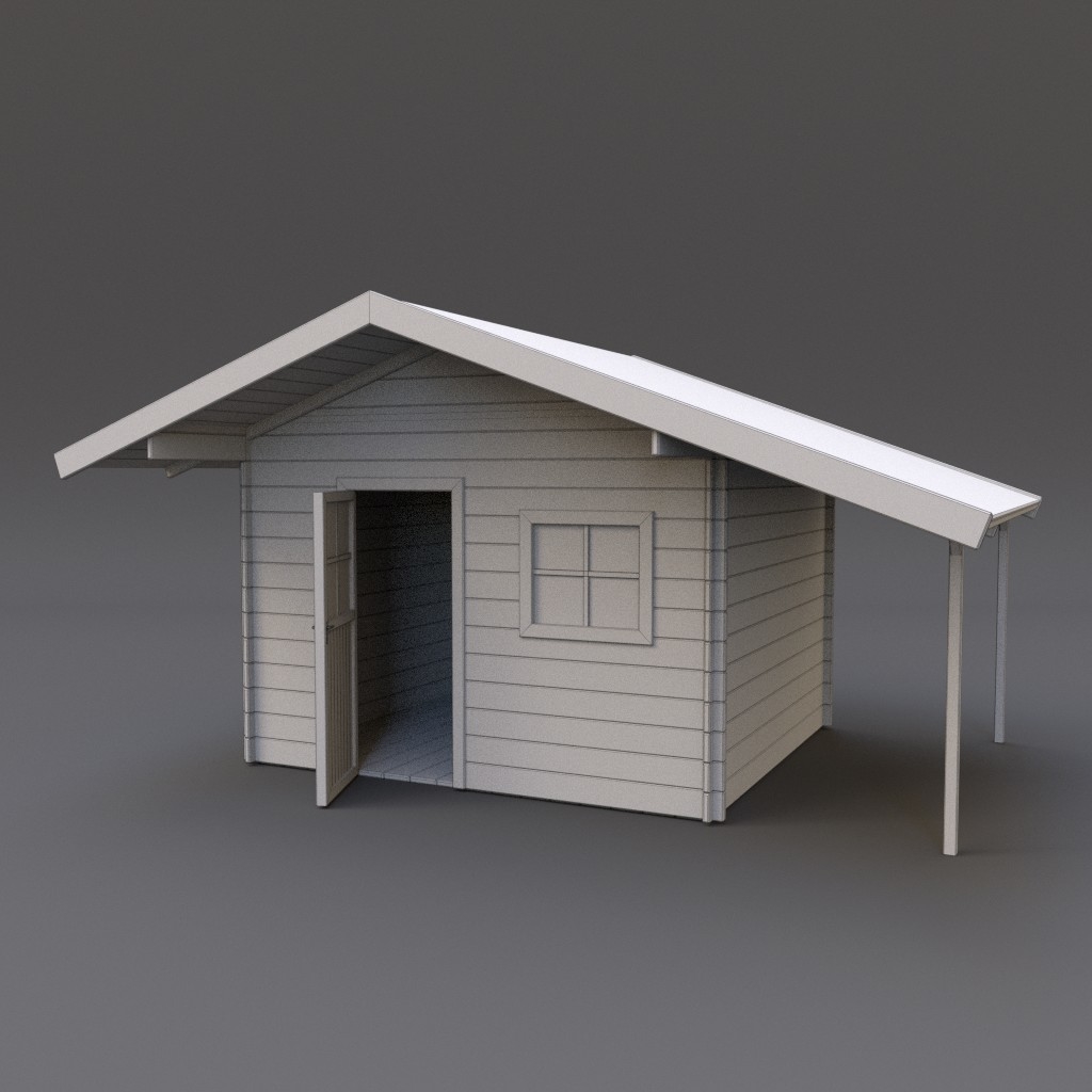 3d model wooden shed 02