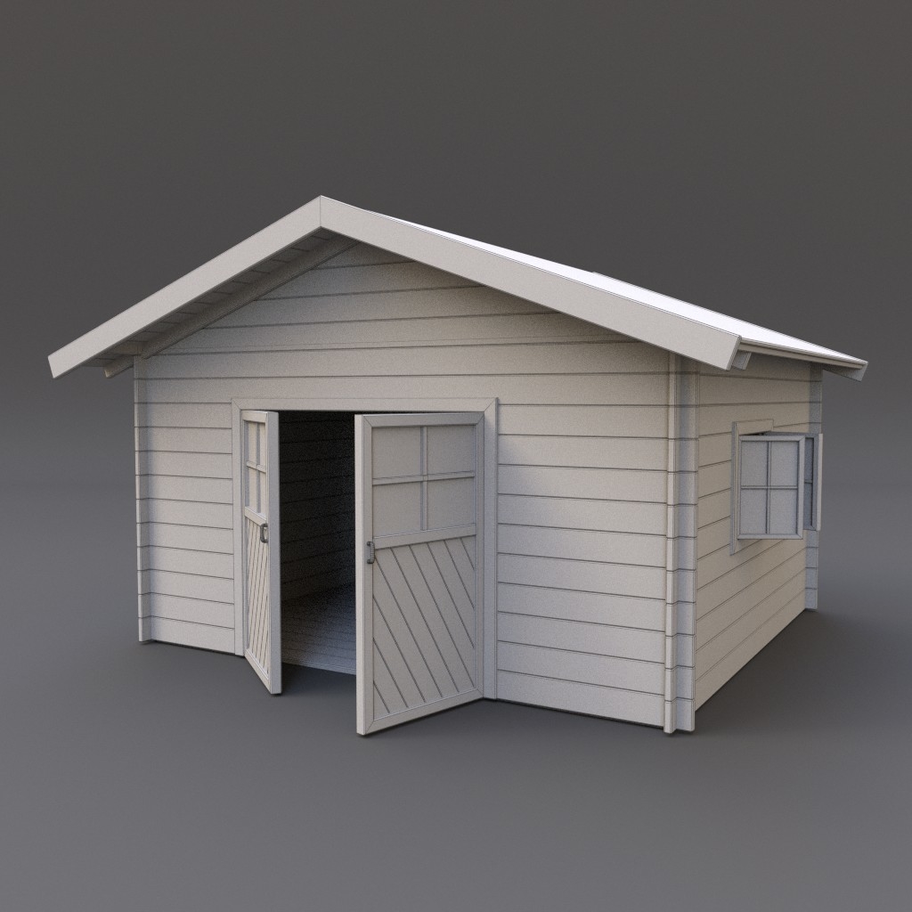3d model wooden shed 02