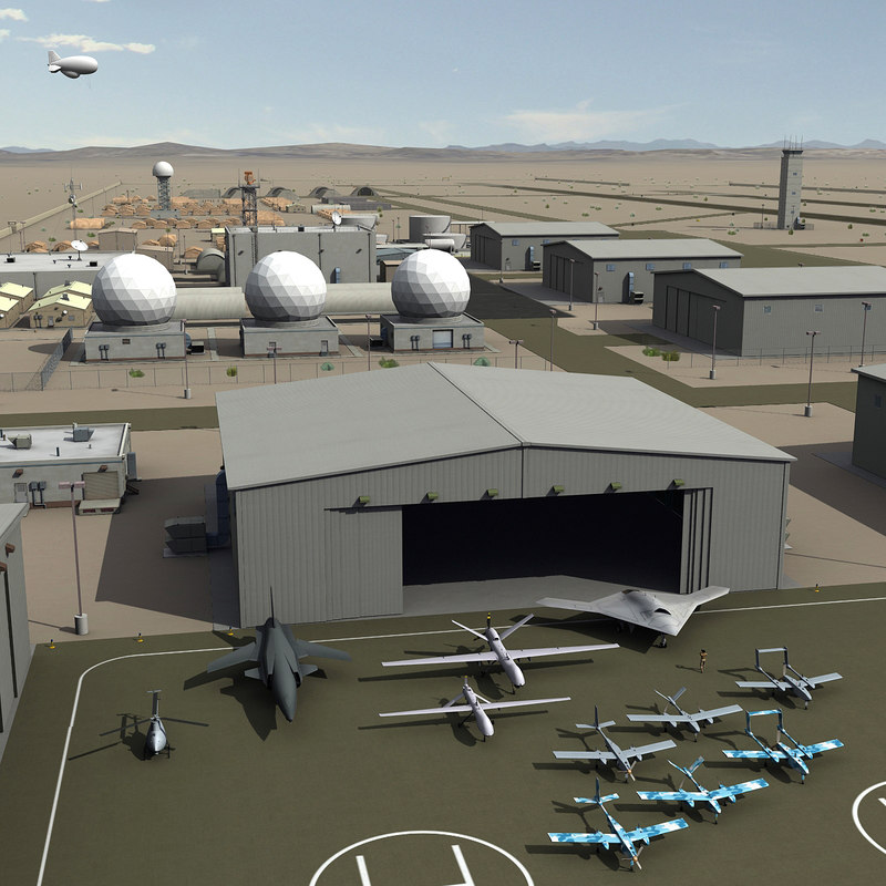 massive airbase uav drones 3d model