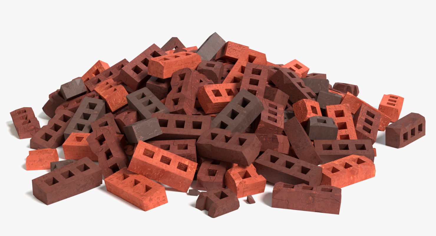 3d cartoon brick debris model
