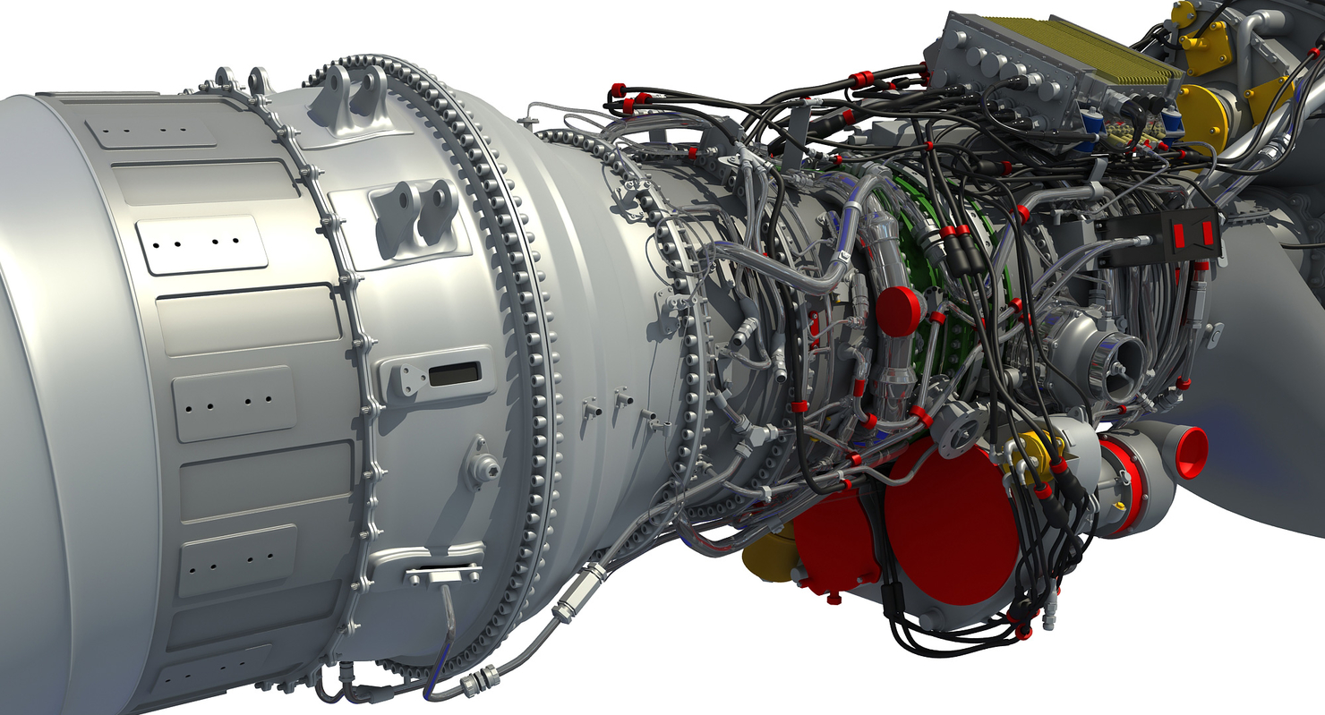 europrop tp400-d6 turboprop engine 3d model