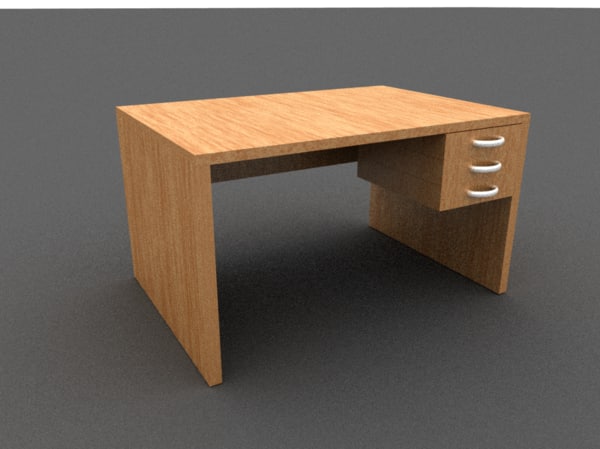 3d model wooden desk
