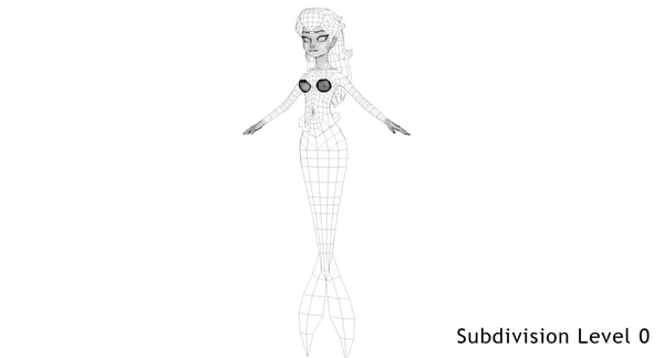 3d model mermaid cartoon character
