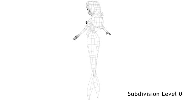 3d model mermaid cartoon character