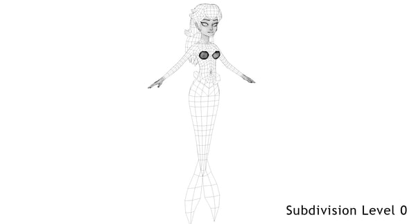 3d model mermaid cartoon character