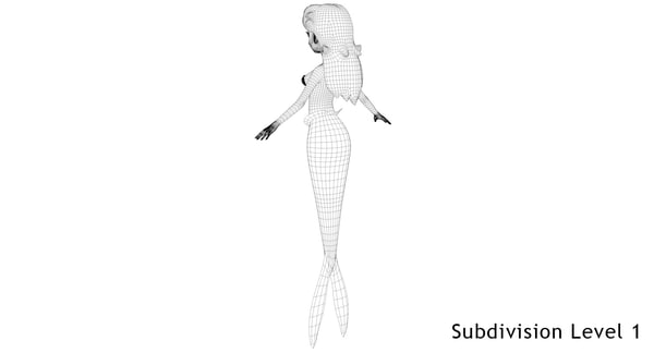 3d model mermaid cartoon character
