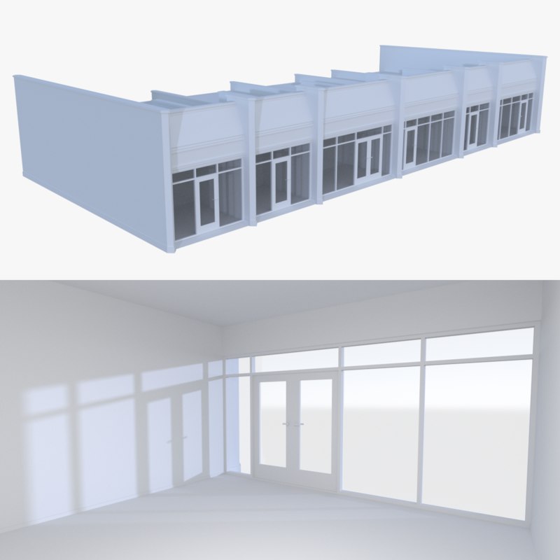 3d strip mall store unit