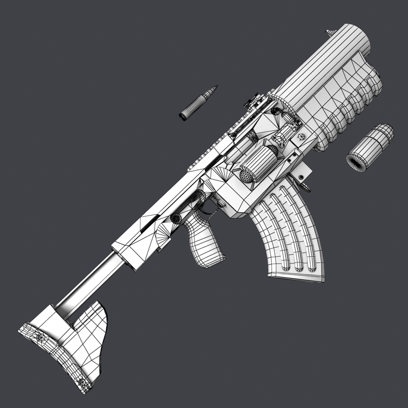 3d model sci-fi rifle