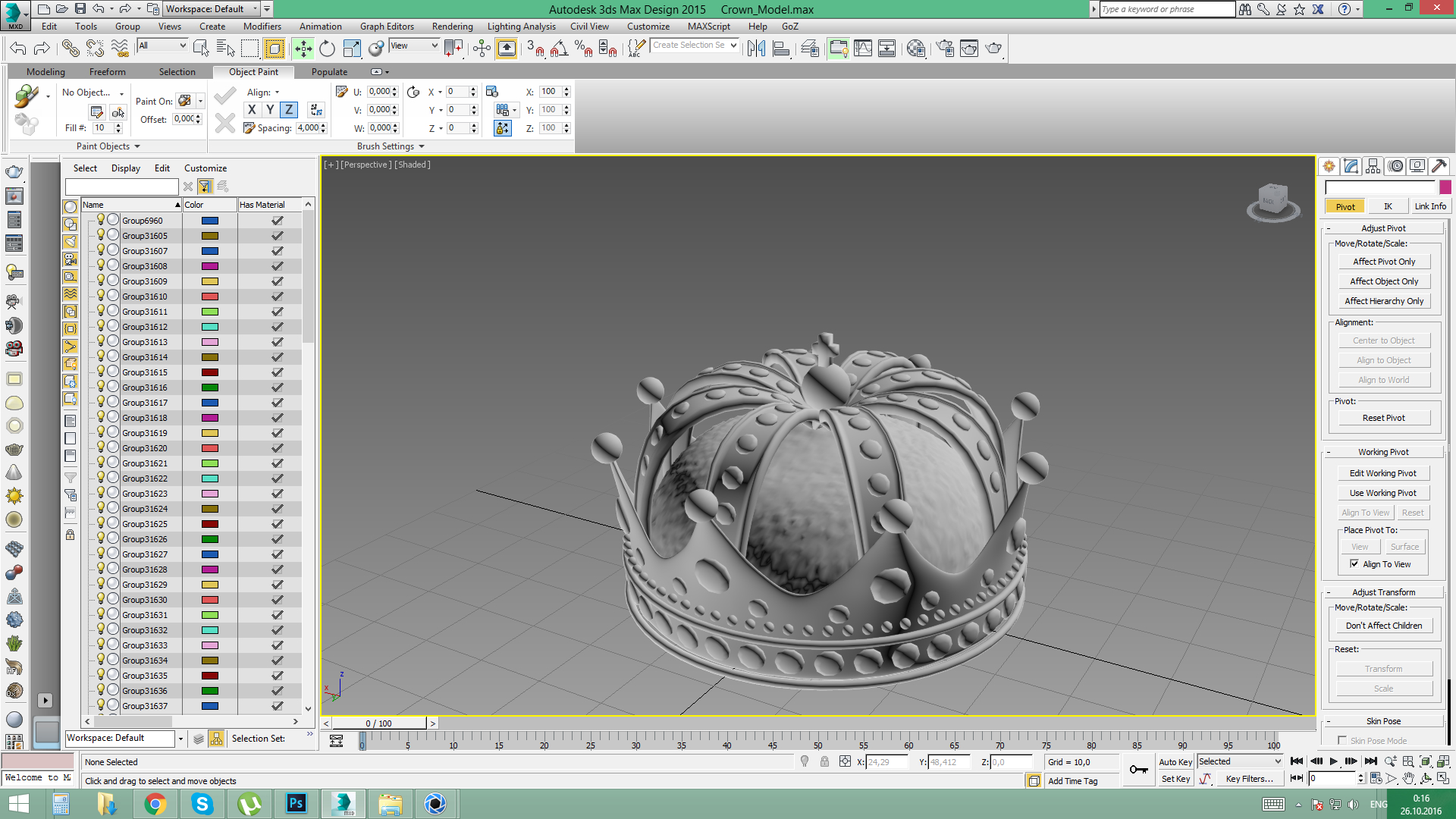 3d model crown render animation