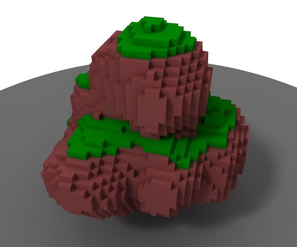 free obj model minecraft-style floating rock