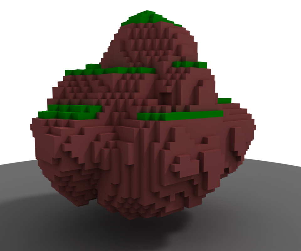 free obj model minecraft-style floating rock