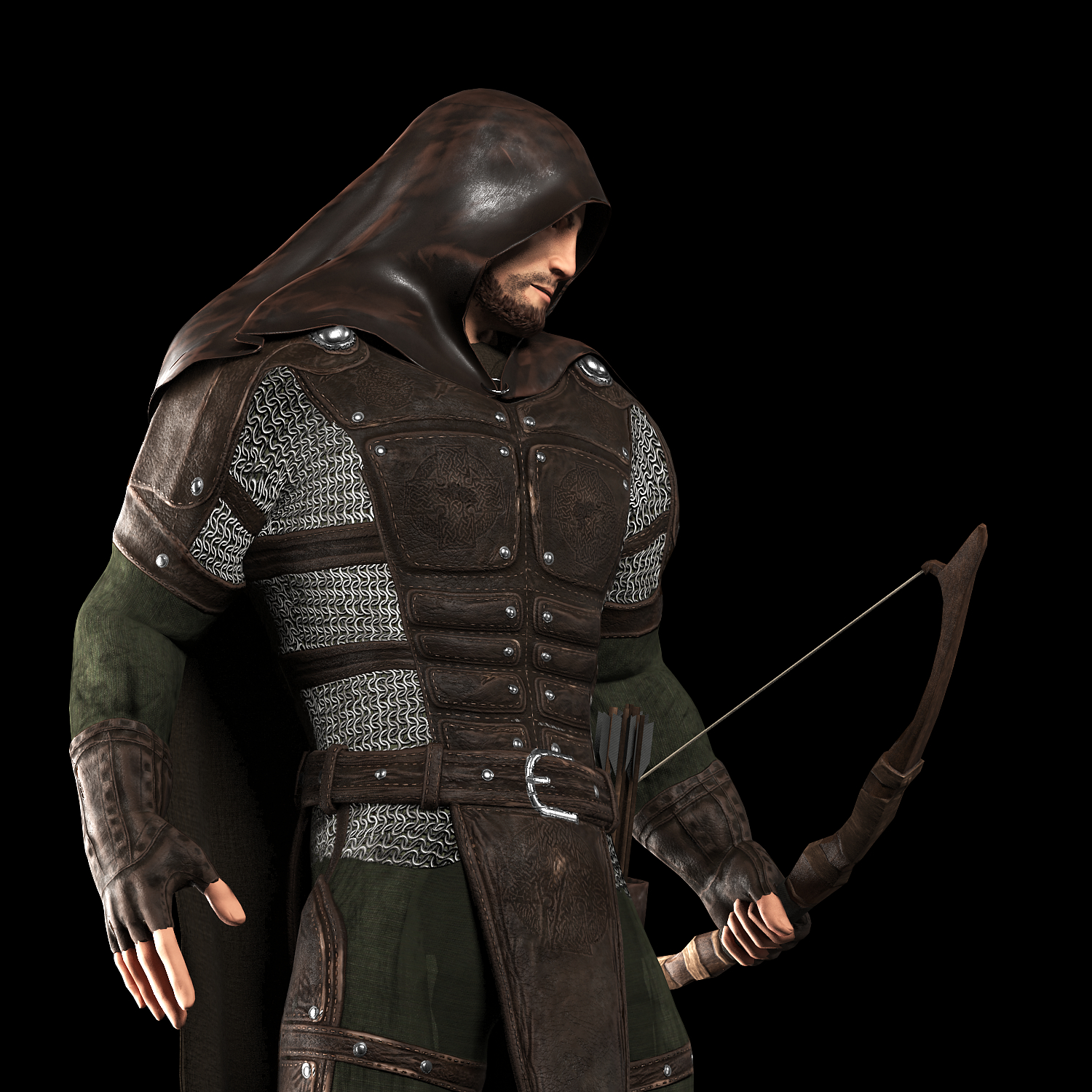 3d model archer warrior man rigged