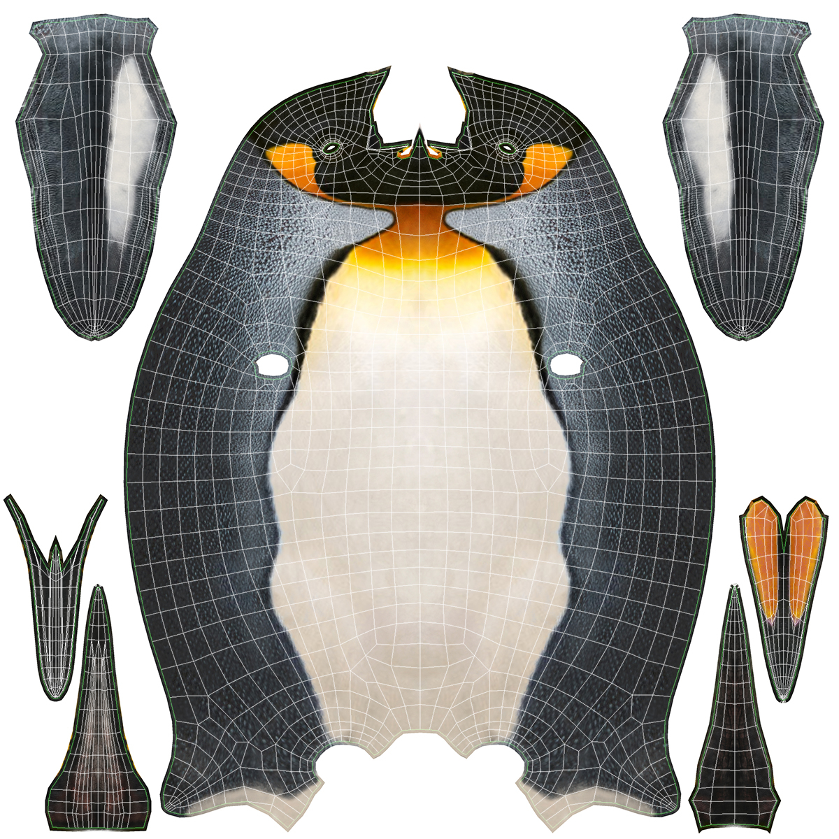 3d king penguin fur rigged model