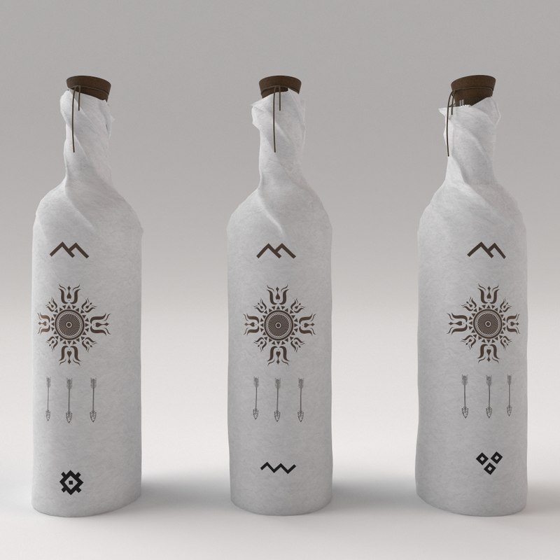bottle paper interior obj