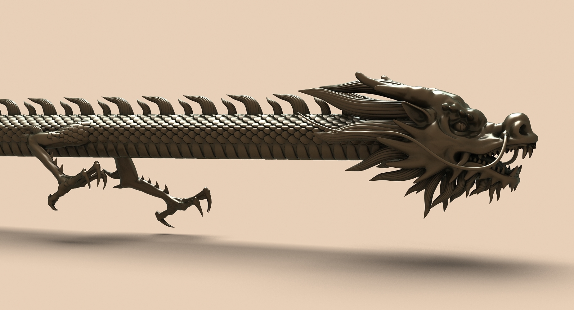 chinese straight dragon 3d max