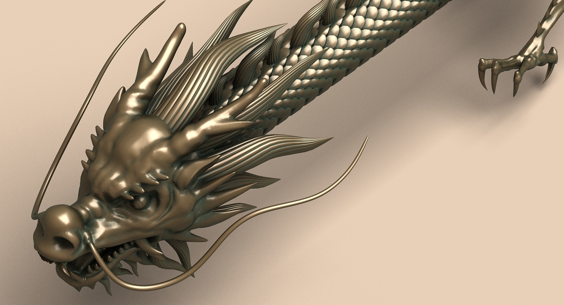 chinese straight dragon 3d max