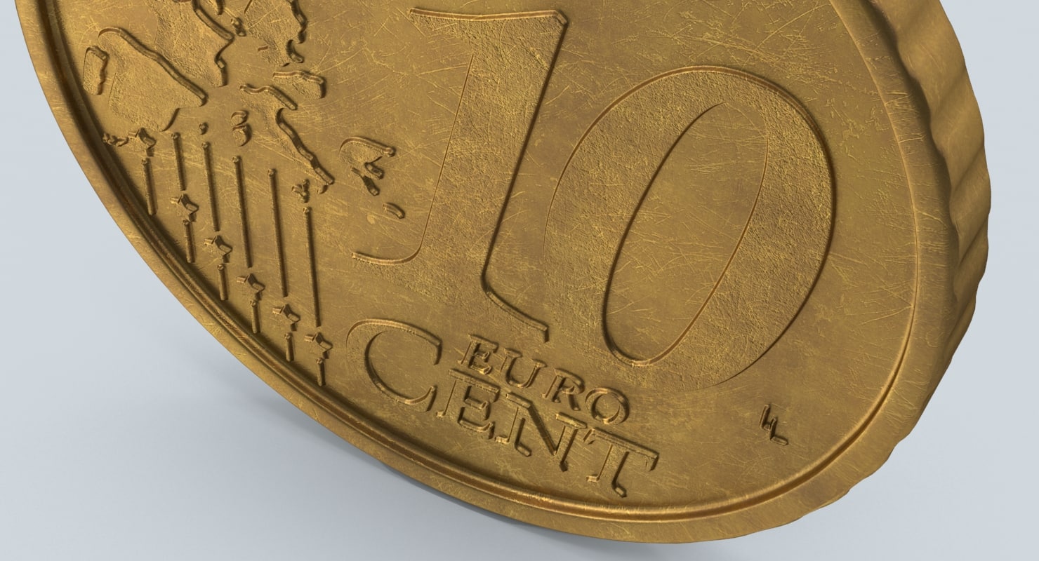10-cent-euro-coin-german-aged 3d max