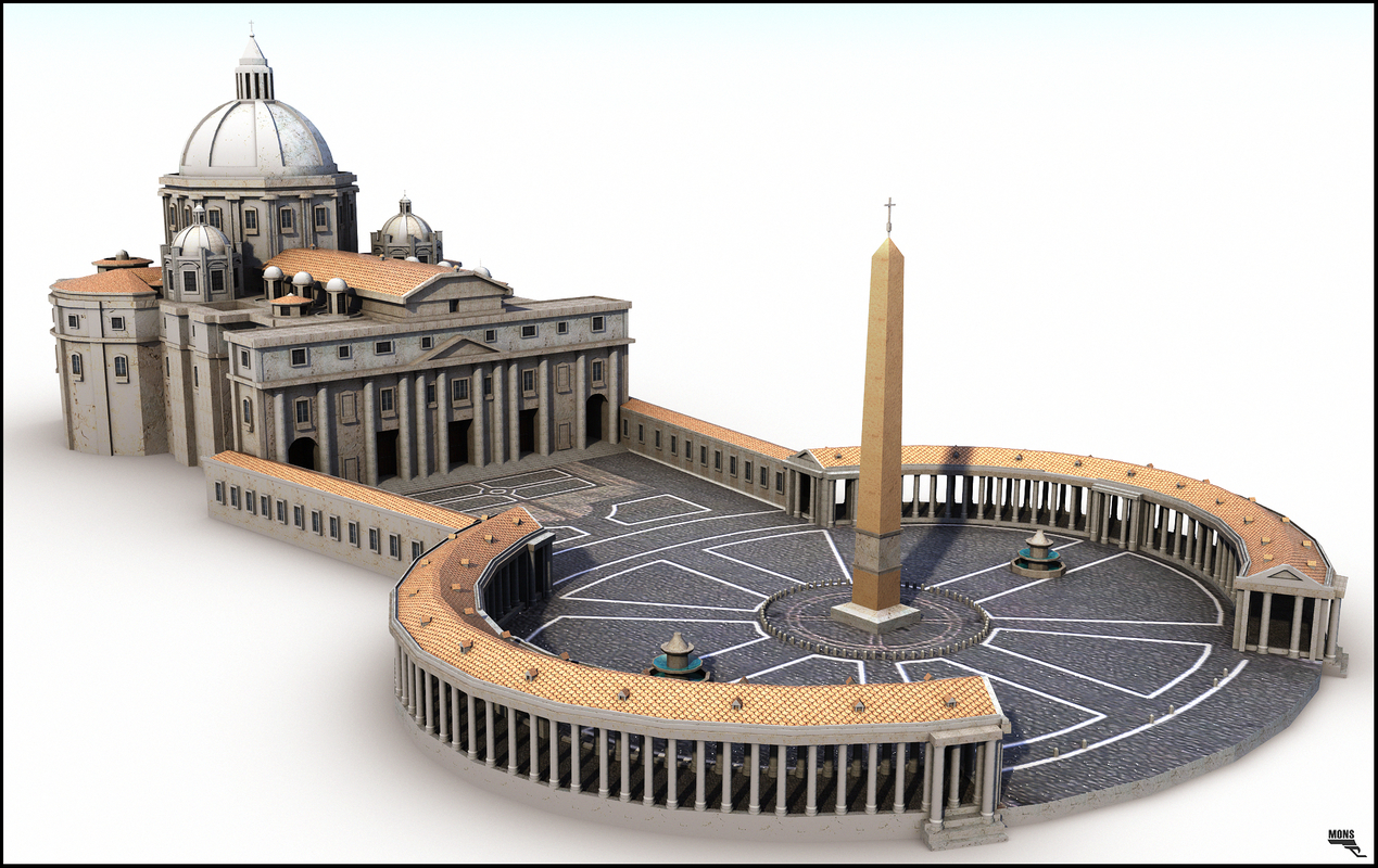 modèle 3D de Place Saint-Pierre (Piazza San Pietro) - TurboSquid 1088521