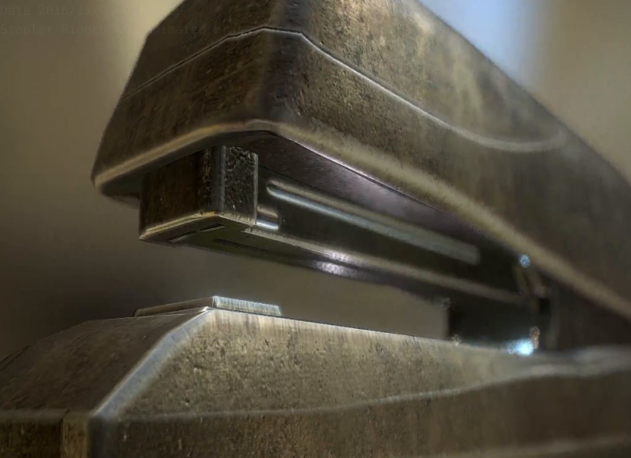 3d obj stapler rigged brass