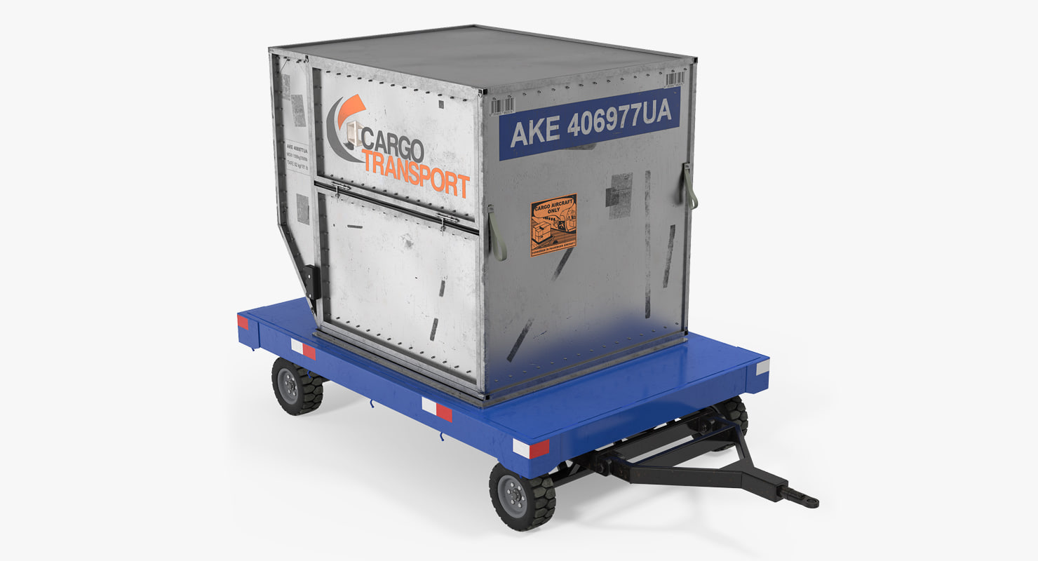 3d airport baggage trailer container